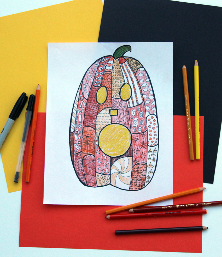 Coloring Zentangle Pumpkin Jack-o'-Lanterns - Make and Takes