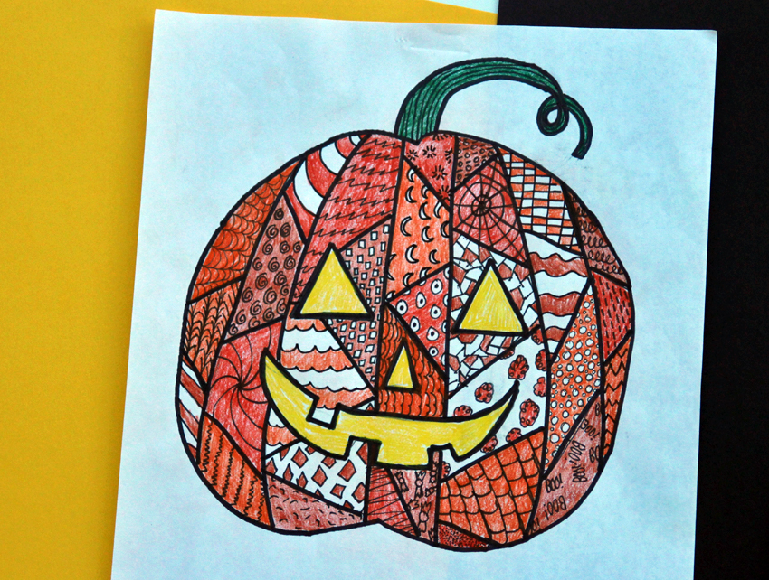Coloring Zentangle Pumpkin Jack-o'-Lanterns - Make and Takes