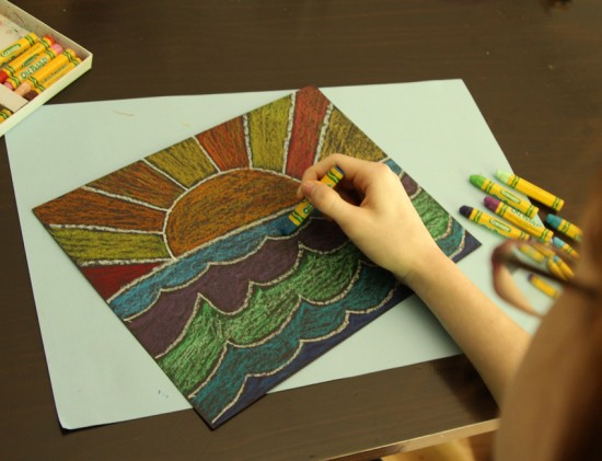 Oil Pastel Art: Warm Sun and Cool Water - Make and Takes