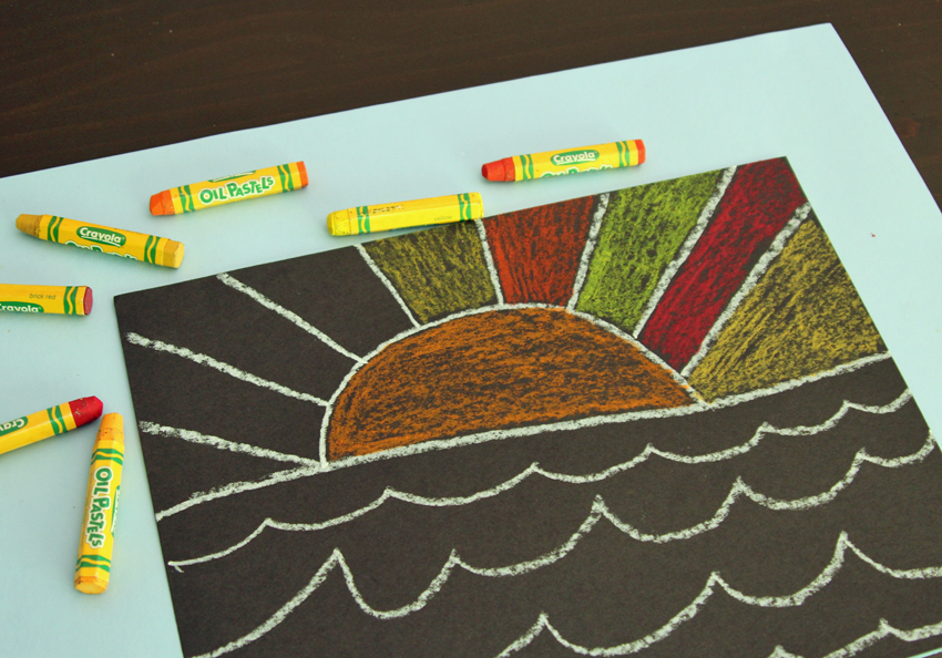 Oil Pastel Art: Warm Sun and Cool Water - Make and Takes