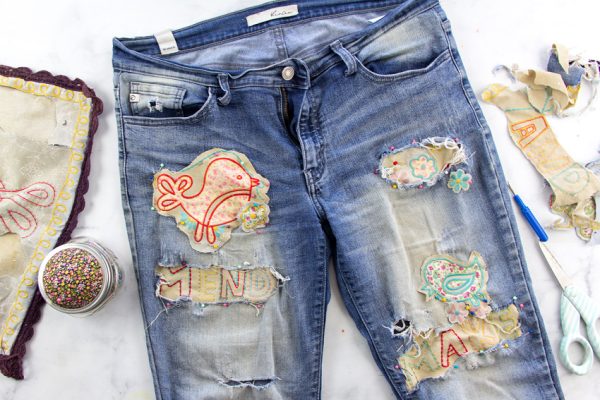 Step-By-Step Instructions for Patching Distressed Jeans - Make and Takes
