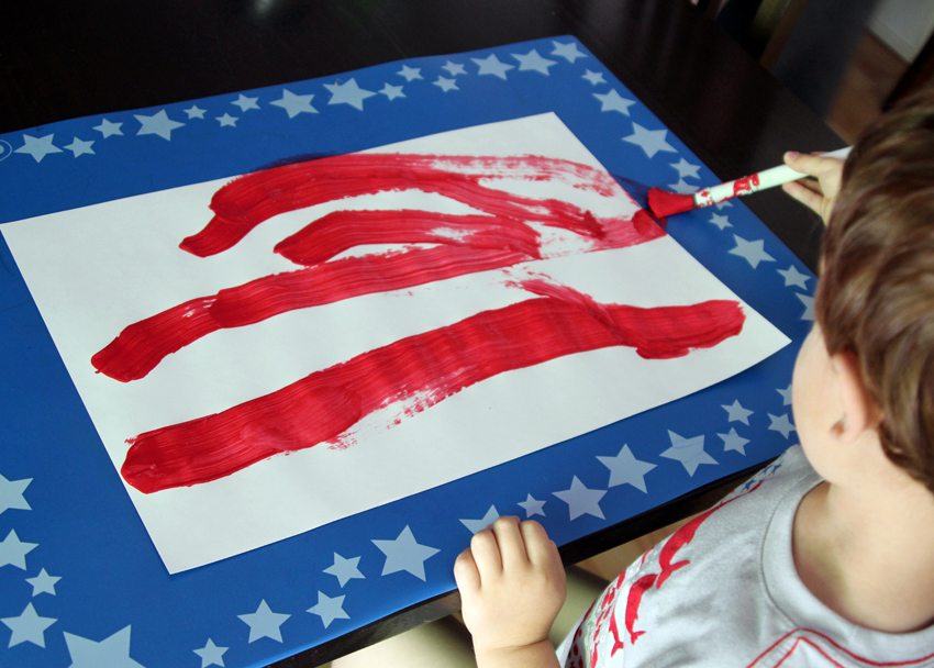 Patriotic Banner Painting for Preschoolers - Make and Takes