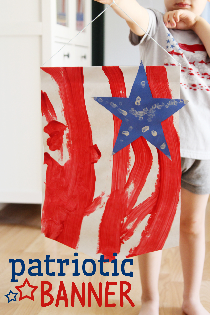 Patriotic Banner Painting for Preschoolers - Make and Takes
