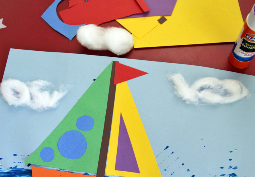 Rainbow Sailboat Collage Art Project - Make and Takes