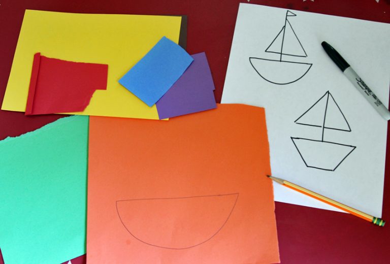 Rainbow Sailboat Collage Art Project - Make and Takes