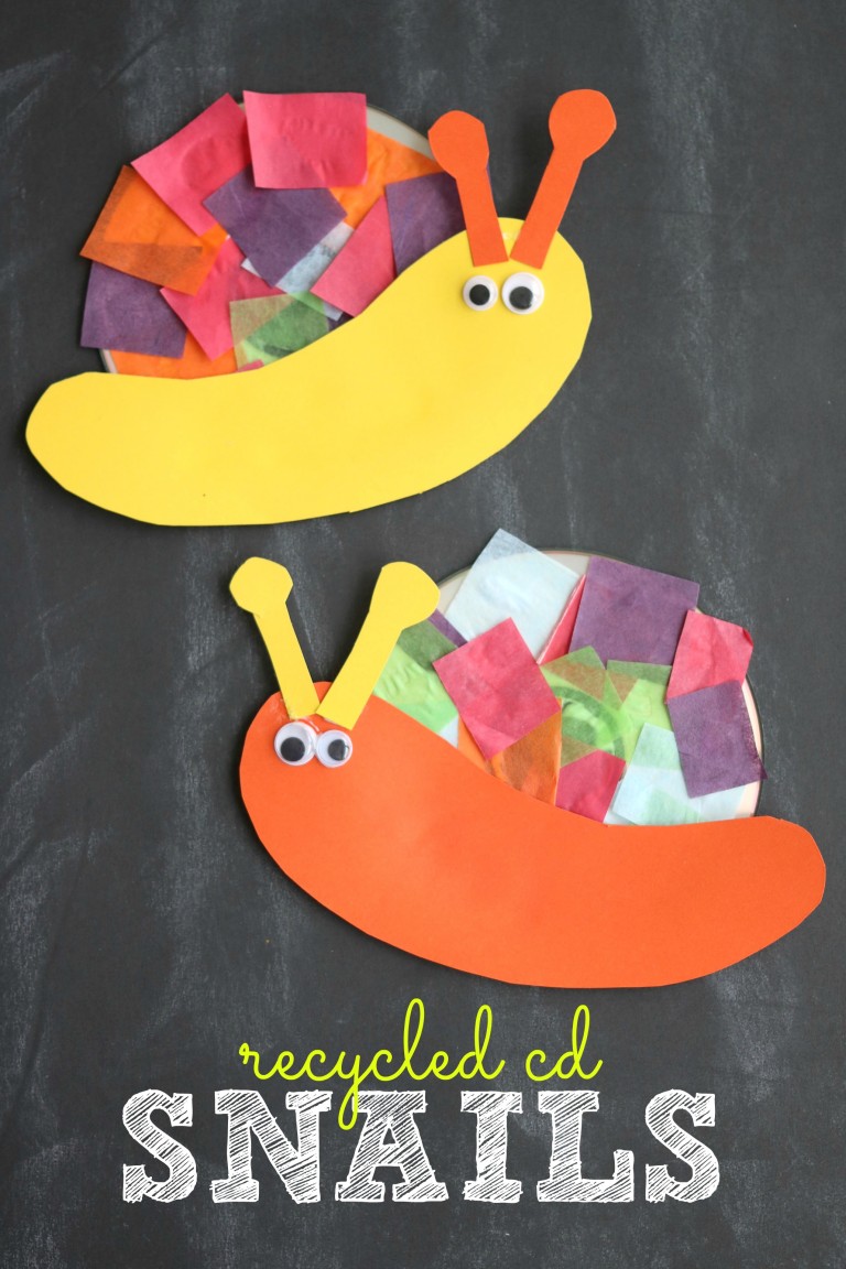 Recycled CD Snail Kid Craft - Make and Takes