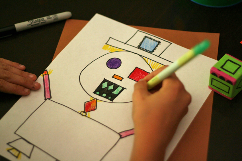 Shape Scarecrow Drawing Game - Make and Takes