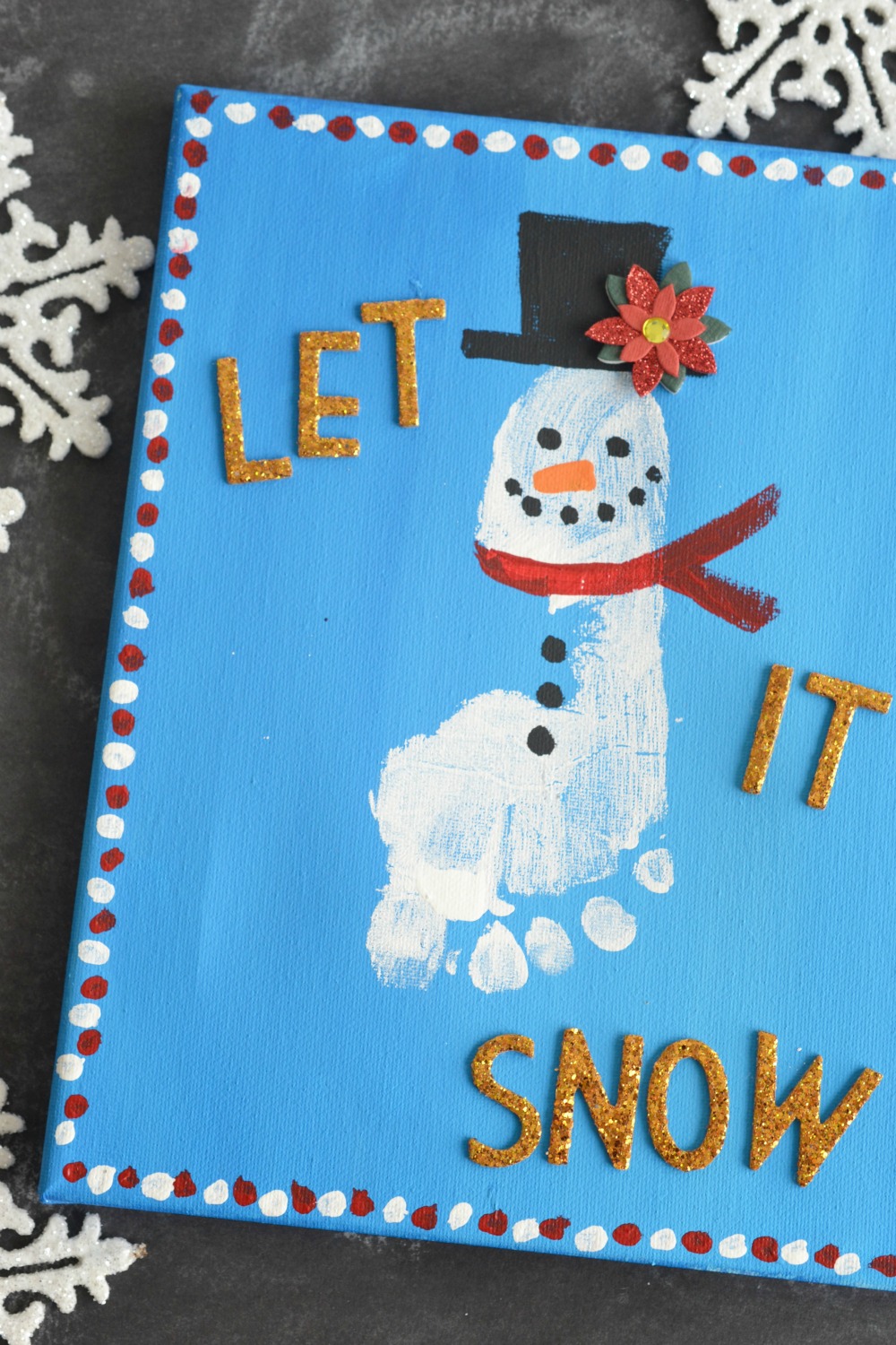Footprint Snowman Keepsake Canvas - Make and Takes