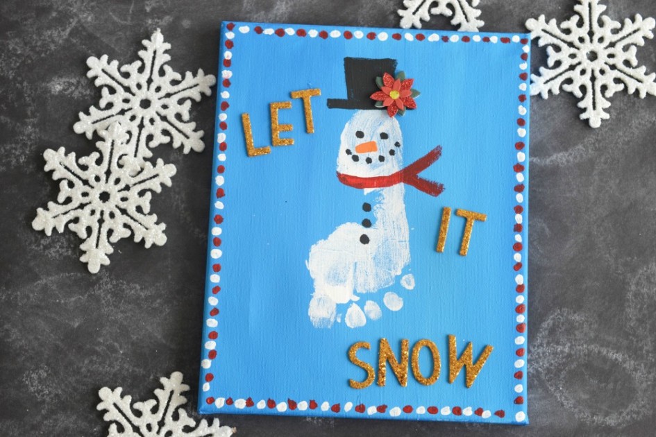 Footprint Snowman Keepsake Canvas - Make and Takes