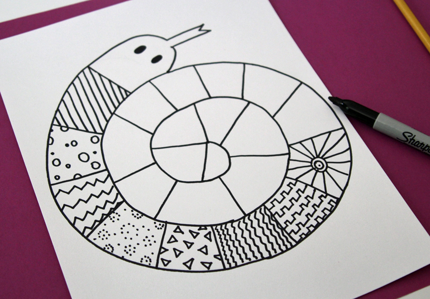 Colorful Spiral Doodle Snakes and Snails - Make and Takes