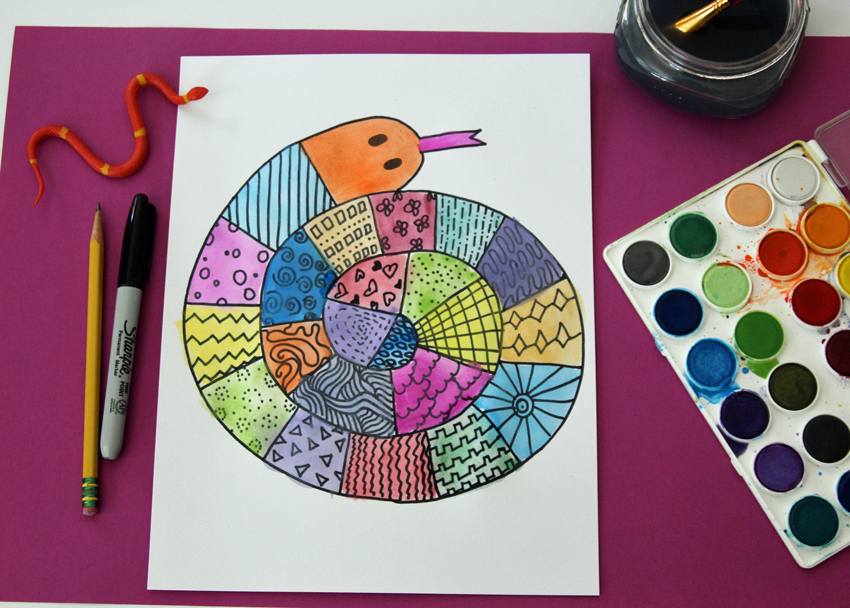Colorful Spiral Doodle Snakes and Snails - Make and Takes