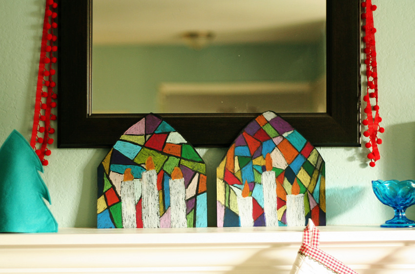 Colorful Stained Glass Candle Drawings - Make and Takes