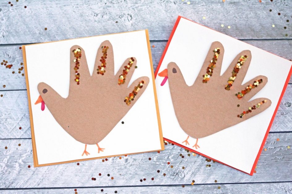 Handprint Turkey Cards Kids Craft - Make and Takes
