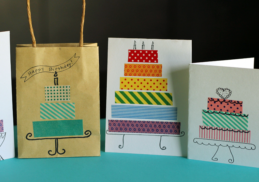 Birthday Cards with Washi Tape Cakes - Make and Takes