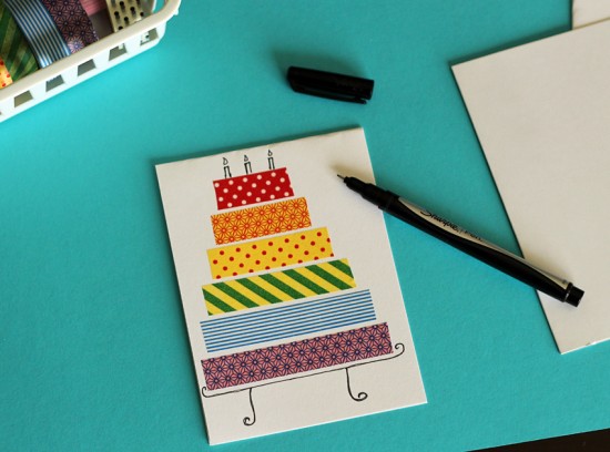 Birthday Cards with Washi Tape Cakes - Make and Takes