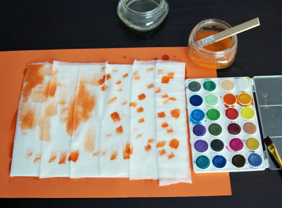 Painted Jack O' Lantern with Watercolors and Gauze - Make and Takes